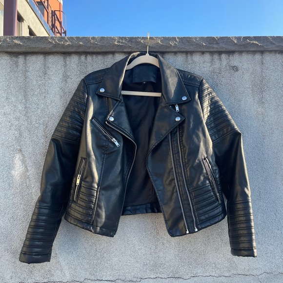 Primark | Jackets & Coats | Primark Faux Leather Jean Jacket With ...